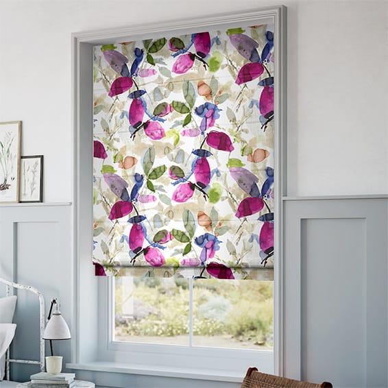 Hadley Linen Blooming Violet Roman Blind