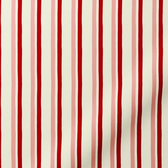 Hand Painted Stripes Rose Pink & Polka Red Roller Blind