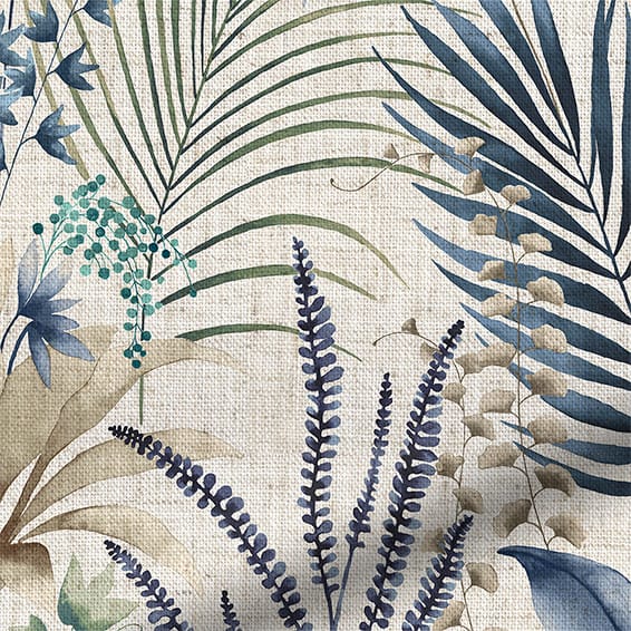 Inky Botanical Blue Stone Roman Blind