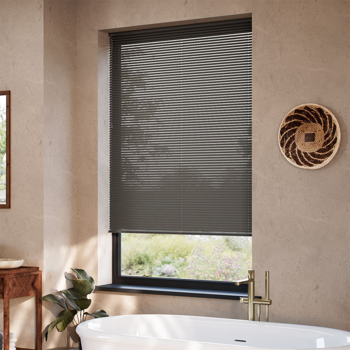 Oscar Matte Shadow Grey L-Shaped Venetian Blind - 25mm Slat