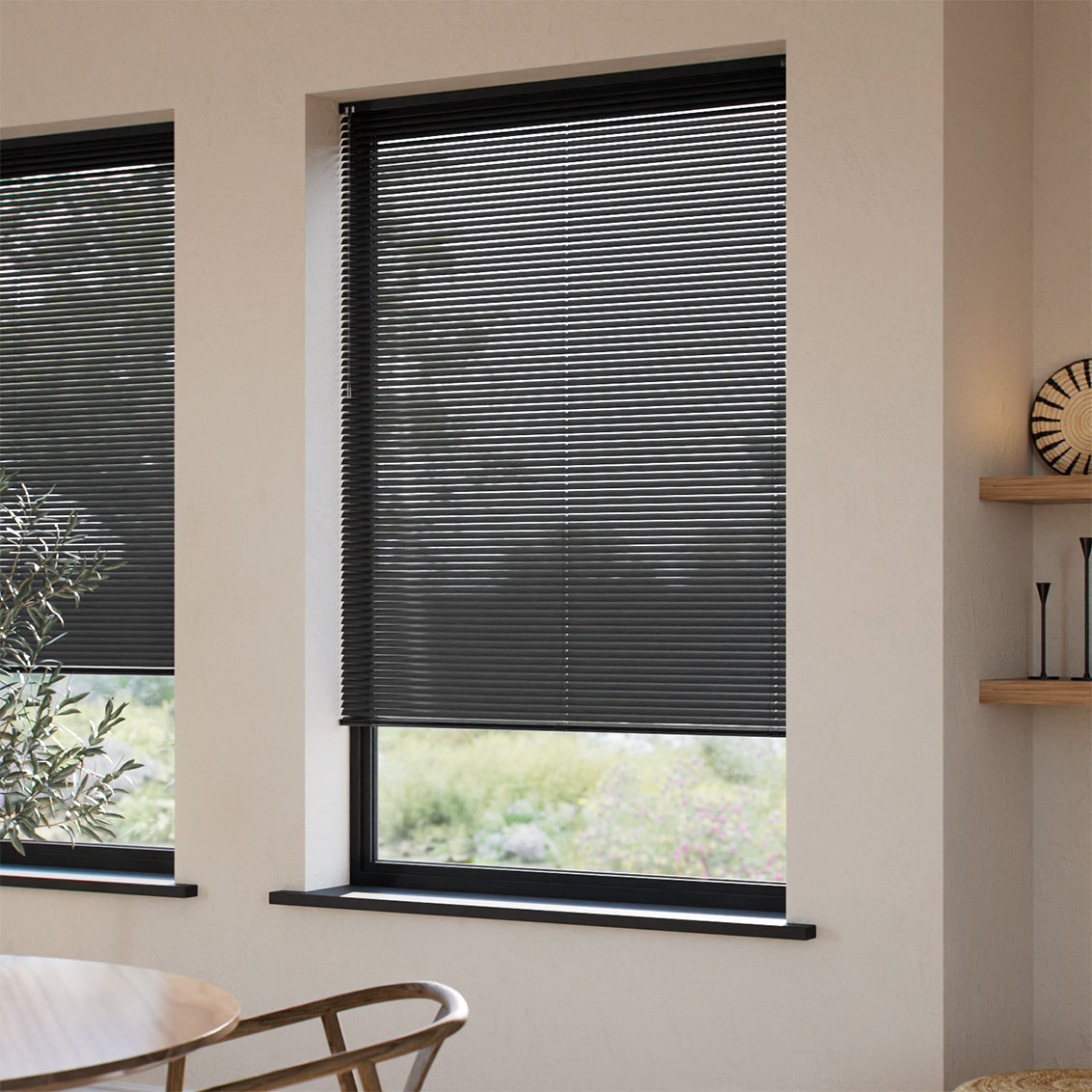 Studio Jet Black L-Shaped Venetian Blind - 25mm Slat