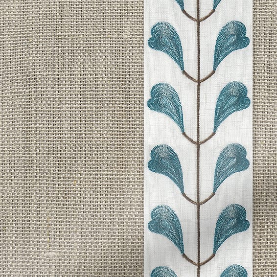 Linen Hopsack & Chatsworth Cornflower Curtains