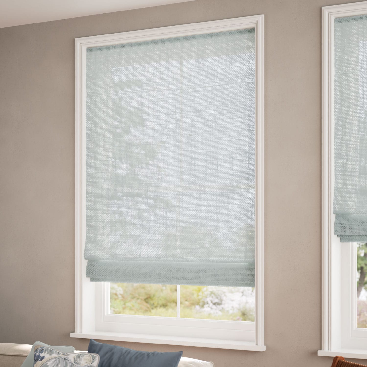 Lumiere Unlined Ariel Duck Egg Roman Blind