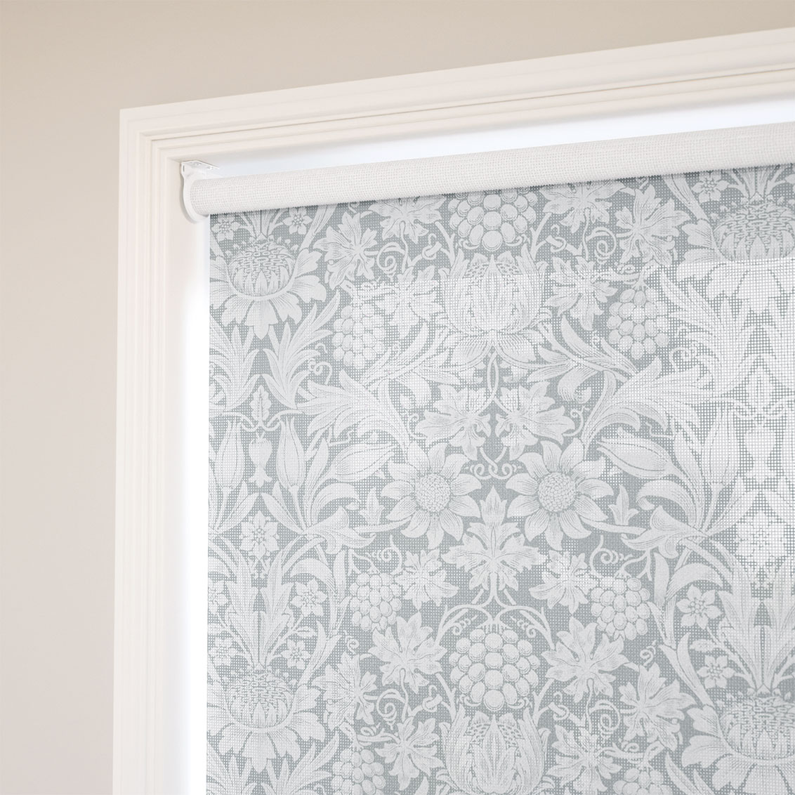 William Morris Sunflower Silver Grey Magic Screen Roller Blind
