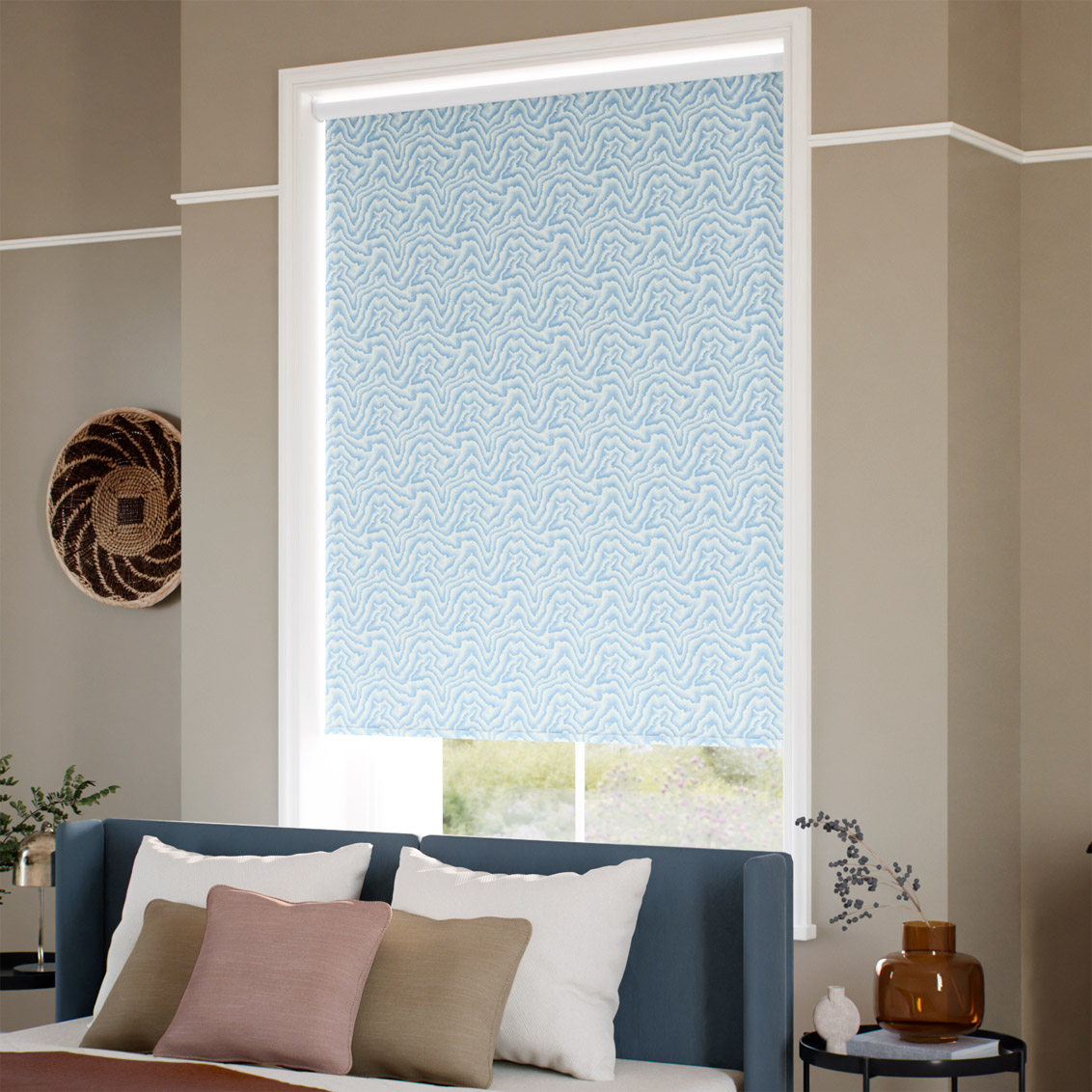 Malachite Cornflower Roller Blind