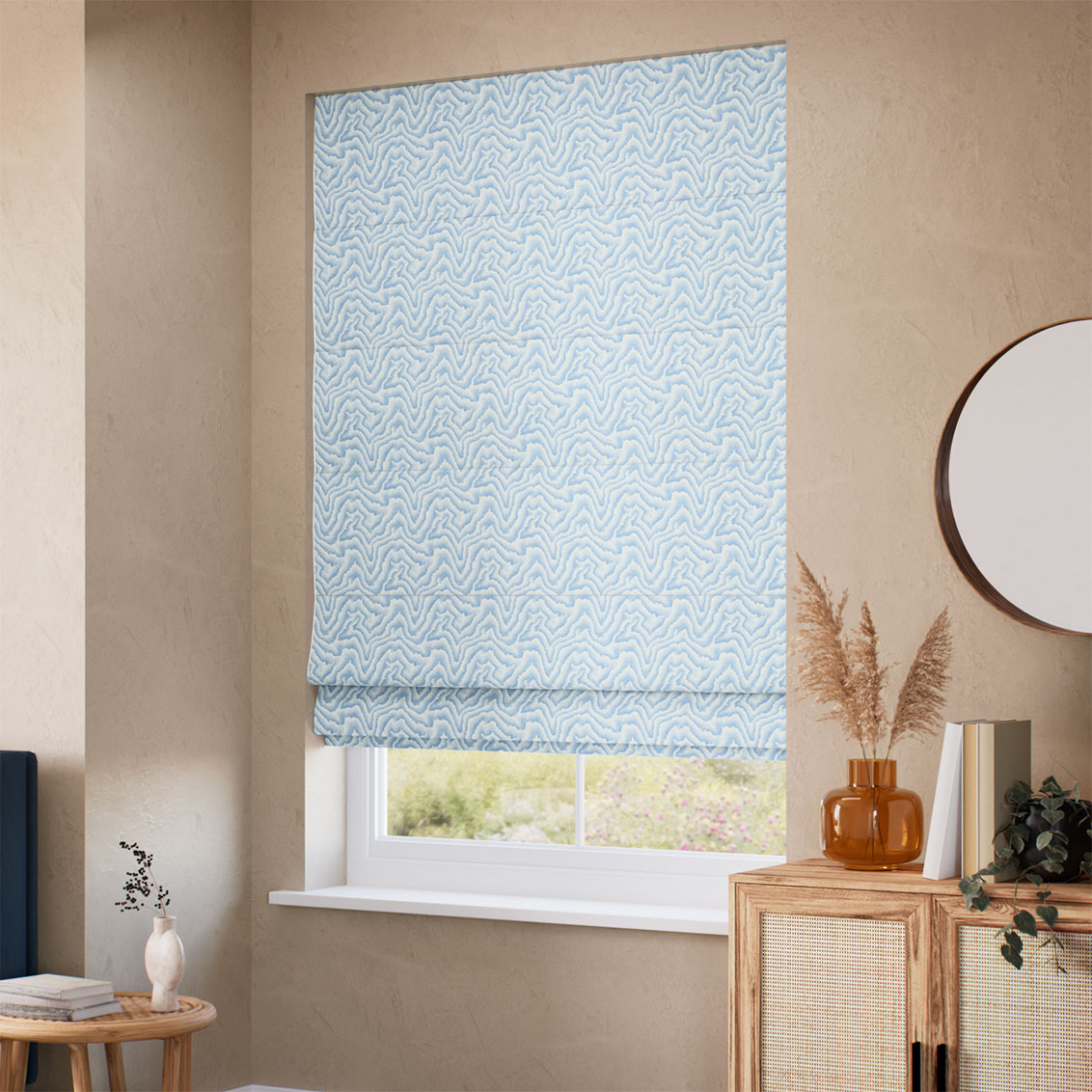 Malachite Cornflower Roman Blind