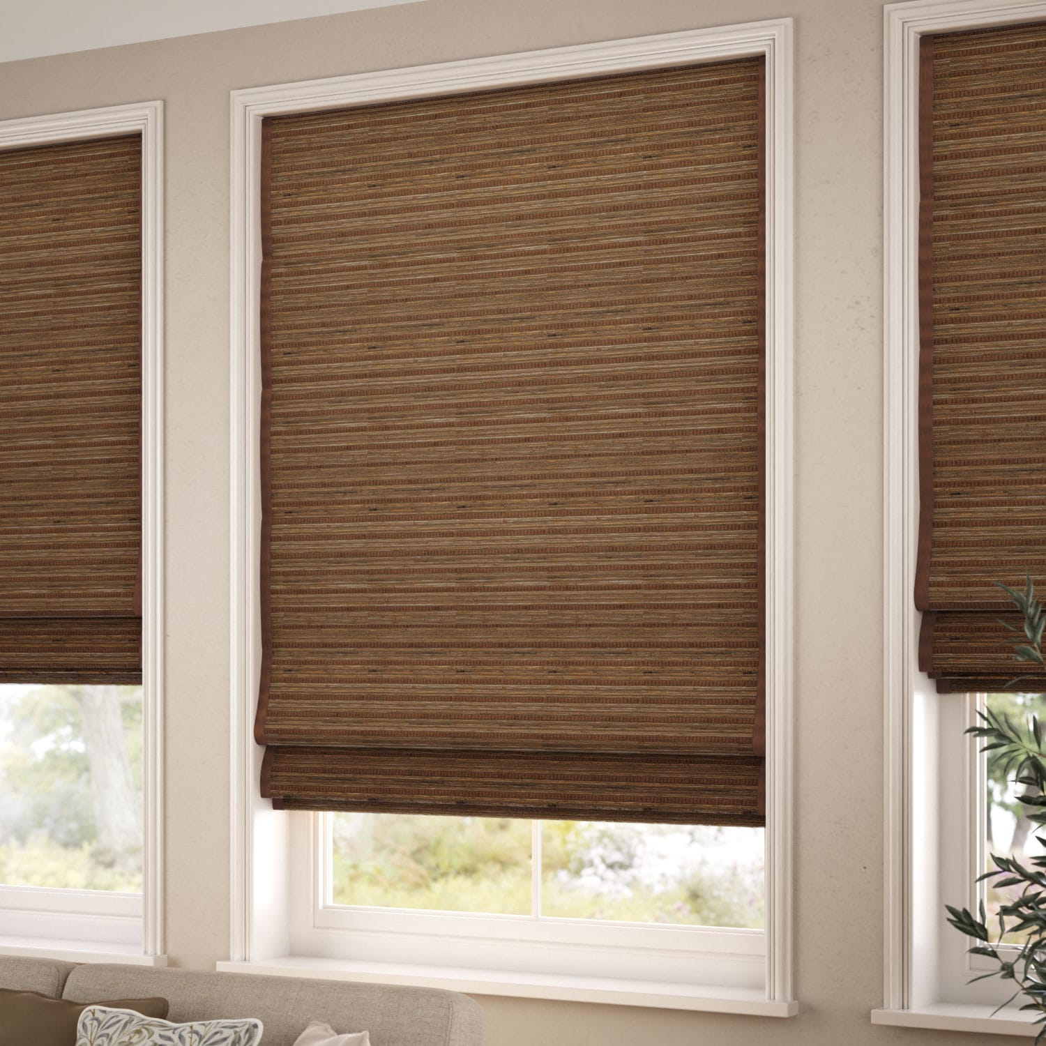 Manila Cedar & Demerara Roman Blind