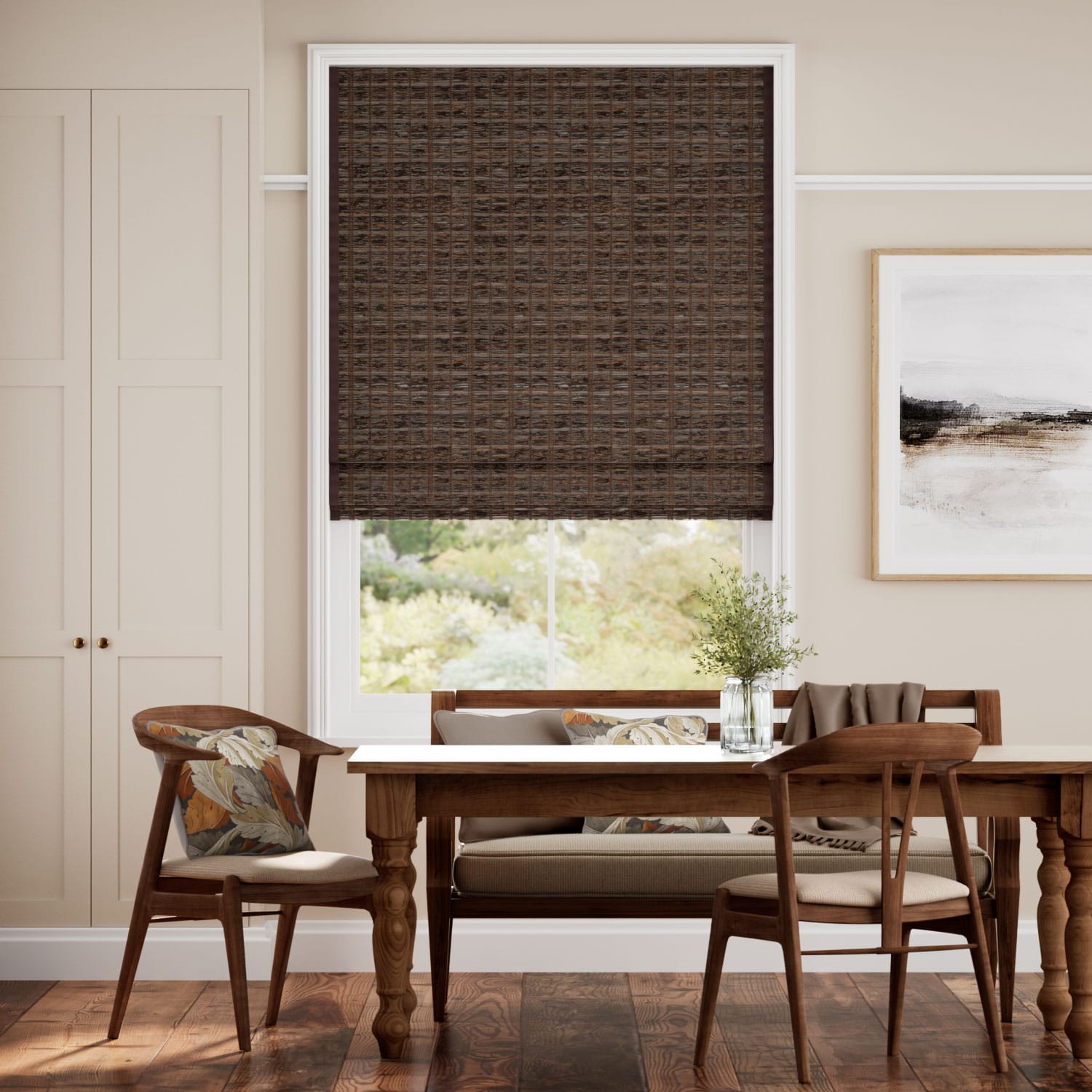 Maui Walnut & Acorn Roman Blind