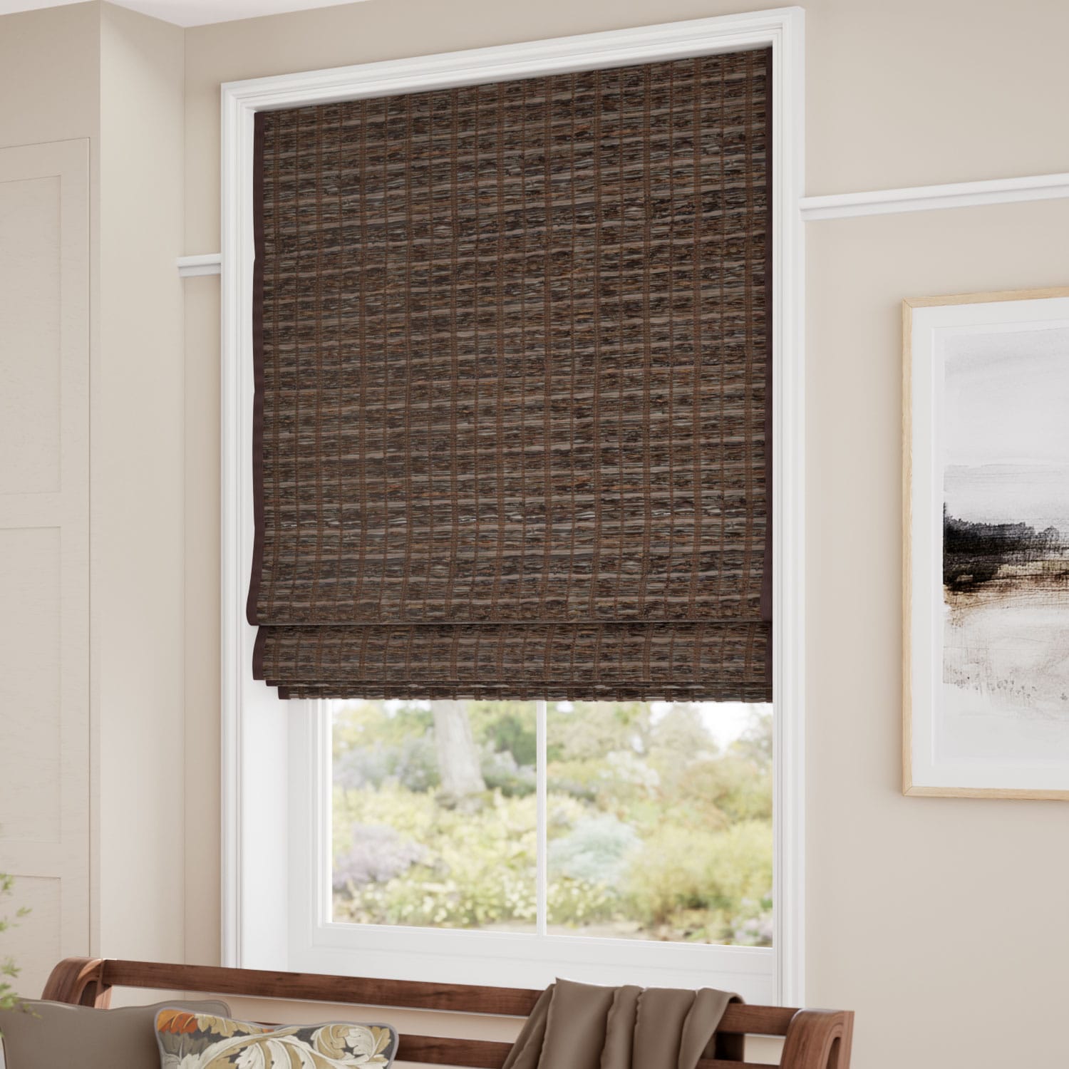 Maui Walnut & Acorn Roman Blind