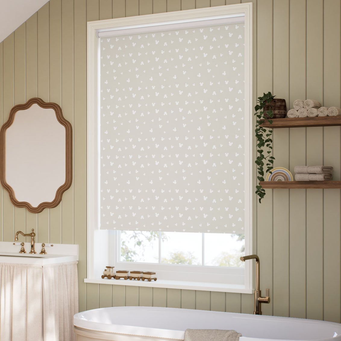 Mickey Spots Blackout Mink Roller Blind