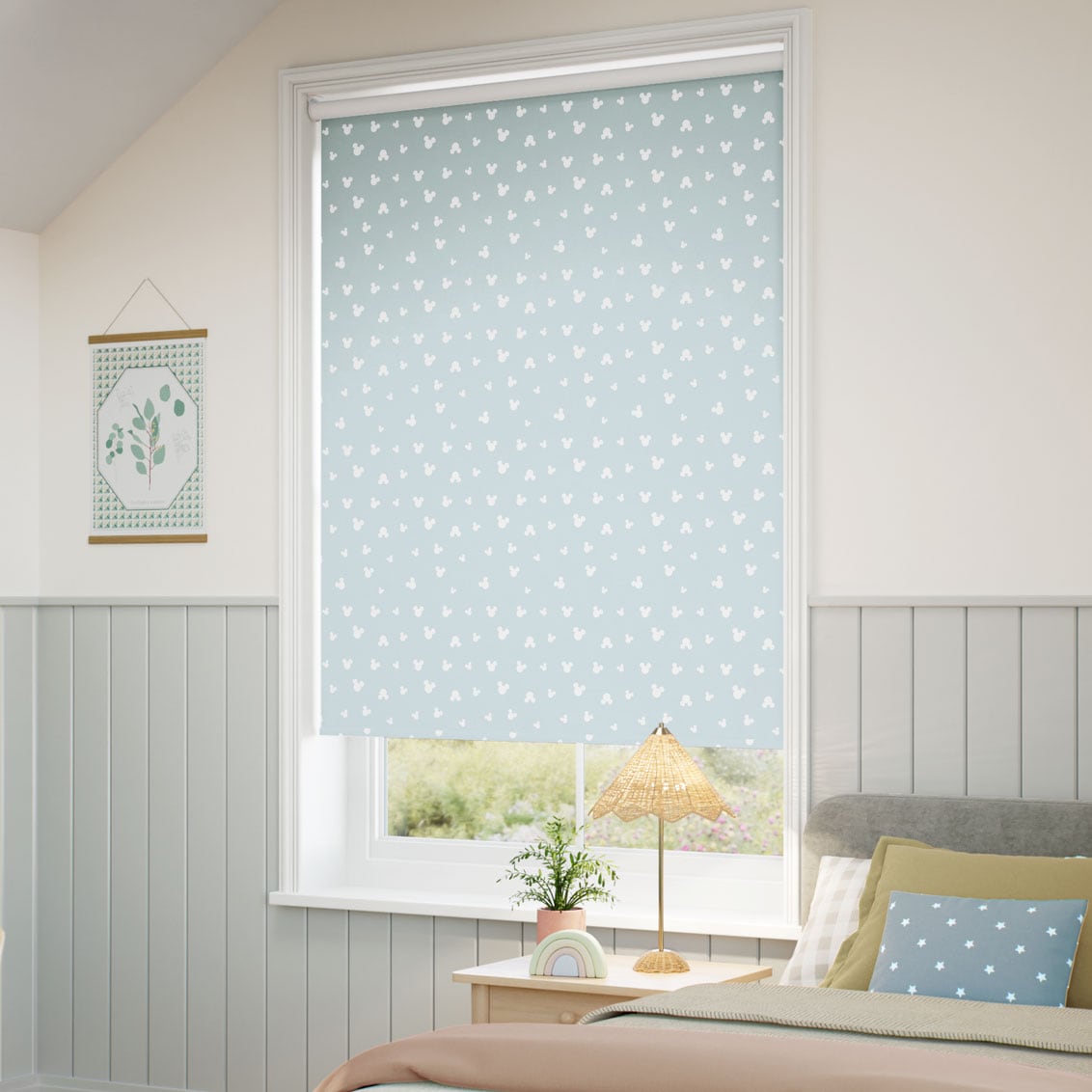Twist2Go Mickey Spots Blackout Sky Blue Roller Blind