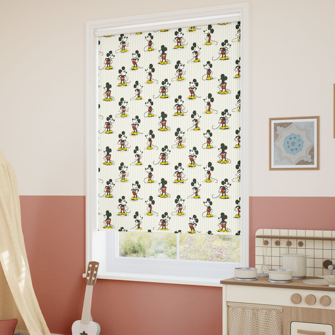 Mickey Stripe Blackout Natural Roller Blind