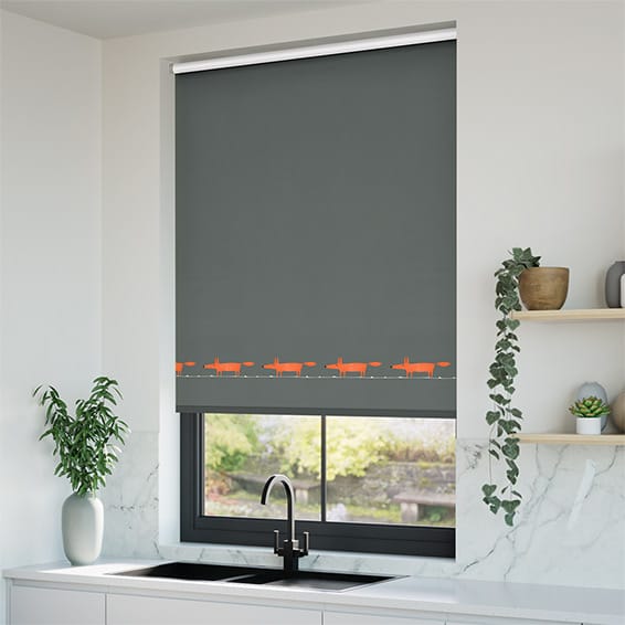 Mr Fox Border Charcoal Roller Blind
