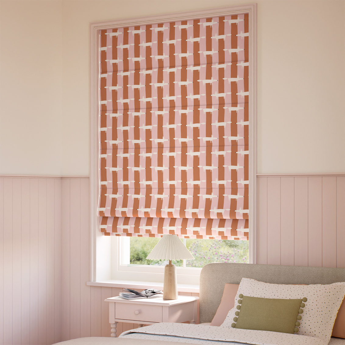 Mr Fox Stripe Blush Roman Blind
