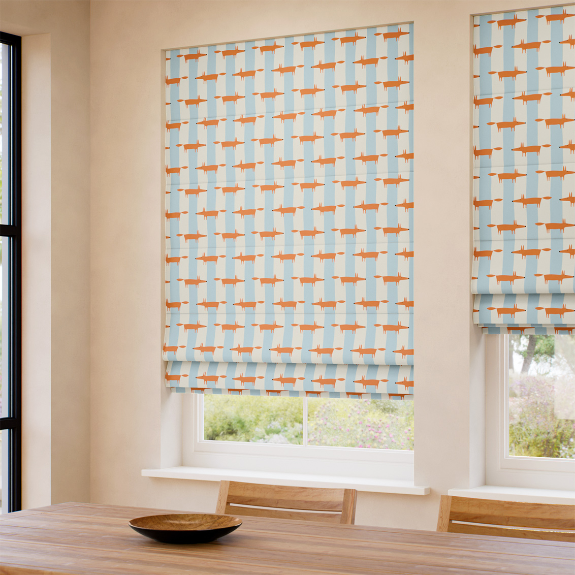 Mr Fox Stripe Sky Roman Blind