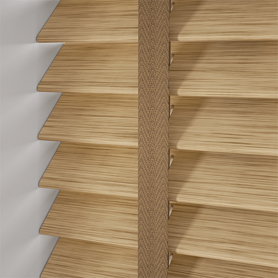 Natural Bamboo Jute & Praline Wooden Blind - 50mm Slat