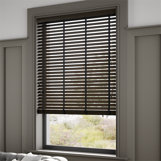Natural Bamboo Umber & Jet Wooden Blind - 50mm Slat