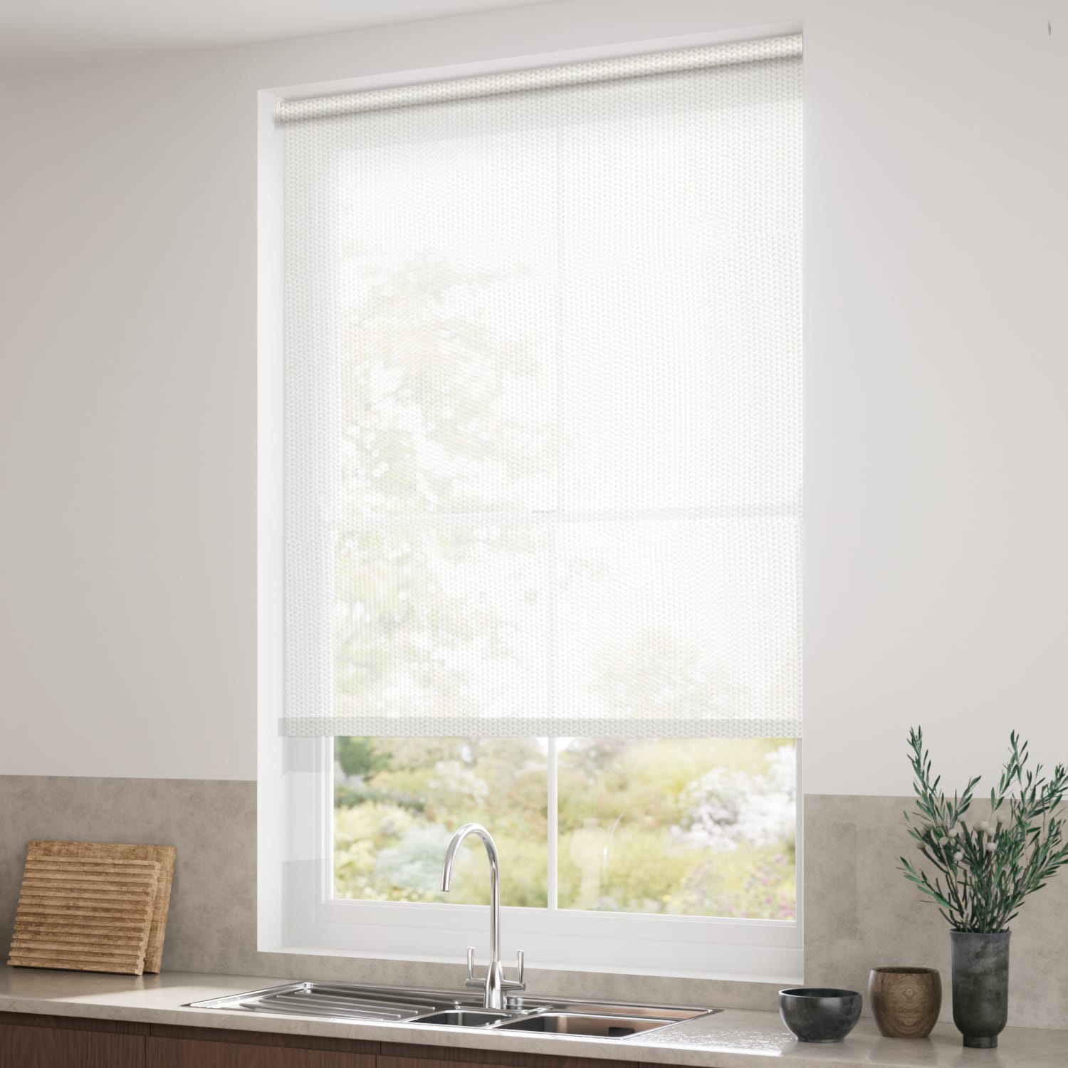 Oculus Bone White Magic Screen Roller Blind