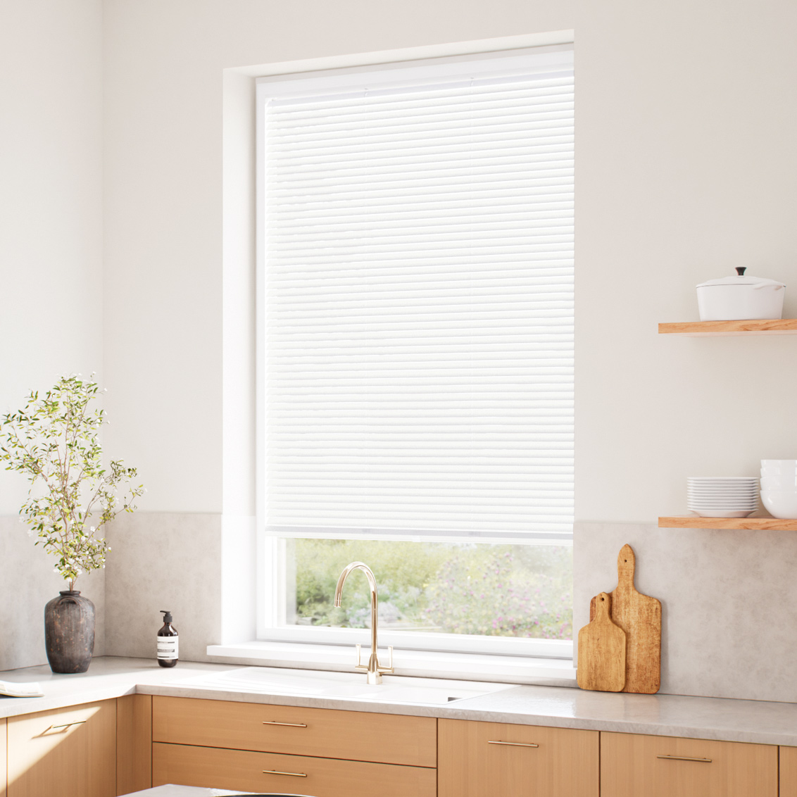 Perfect Fit® Brightest White Wooden Blind - 25mm Slat