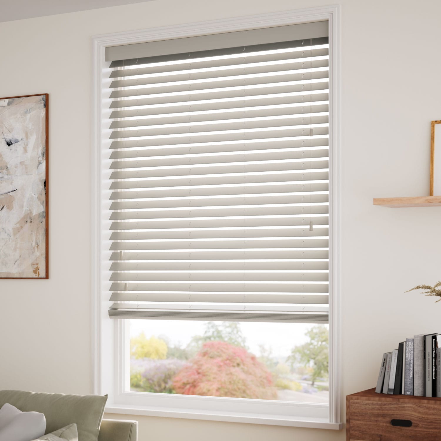 Pewter Faux Wood Blind - 50mm Slat