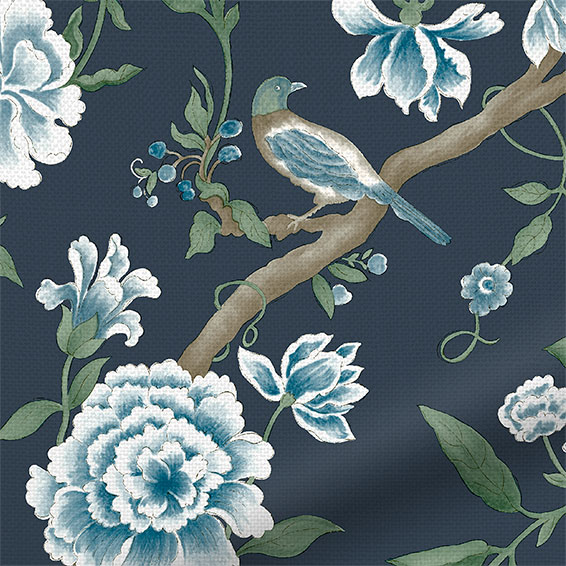 Porcelain Garden Rich Cerulean Roman Blind