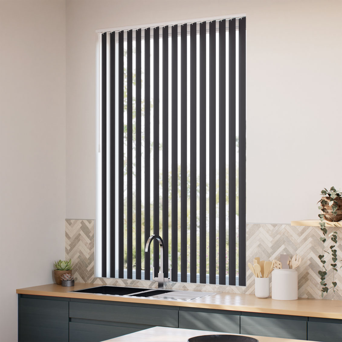 Rigid PVC Pittsburgh Shadow Grey Blackout Vertical Blind