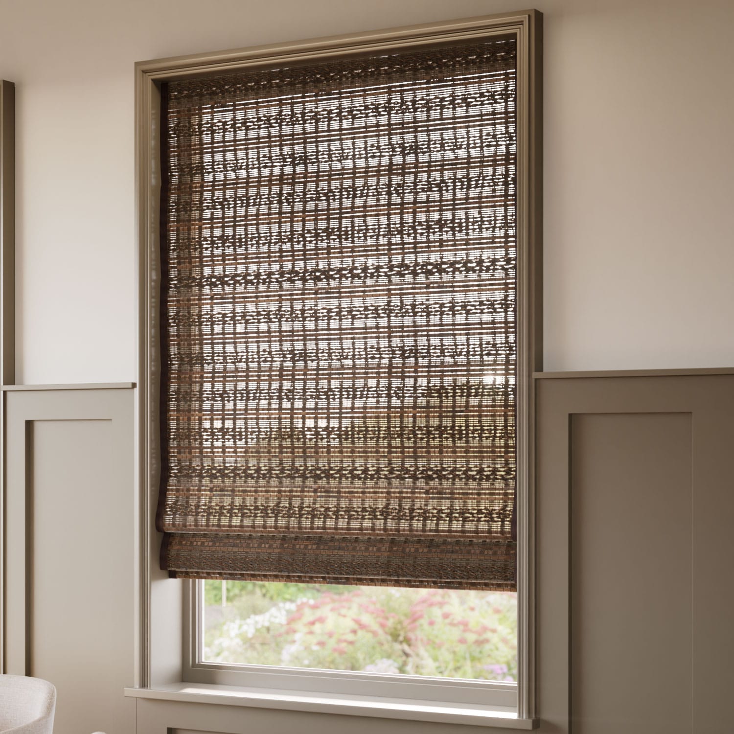Rosario Walnut & Acorn Roman Blind