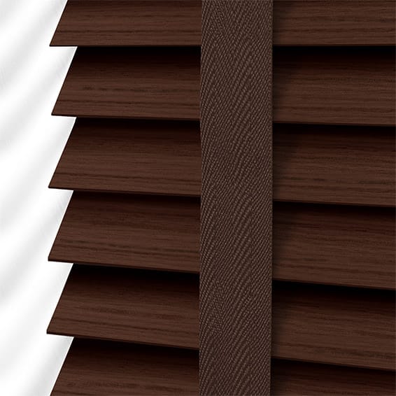 Rosewood & Chocolate Faux Wood Blind - 50mm Slat