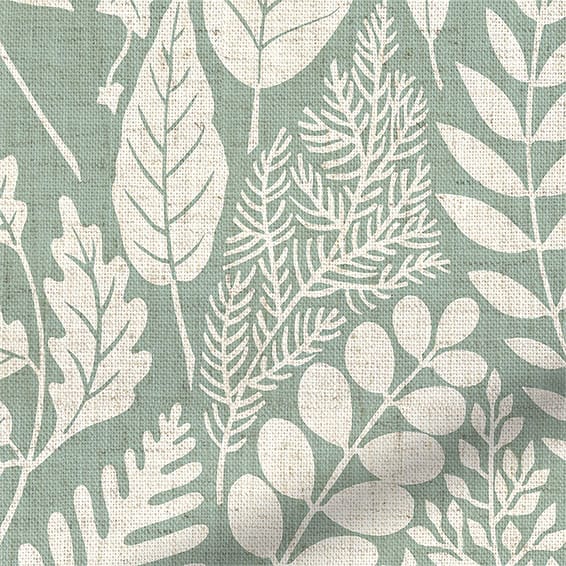 Scandi Ferns Vintage Linen Mint Roman Blind