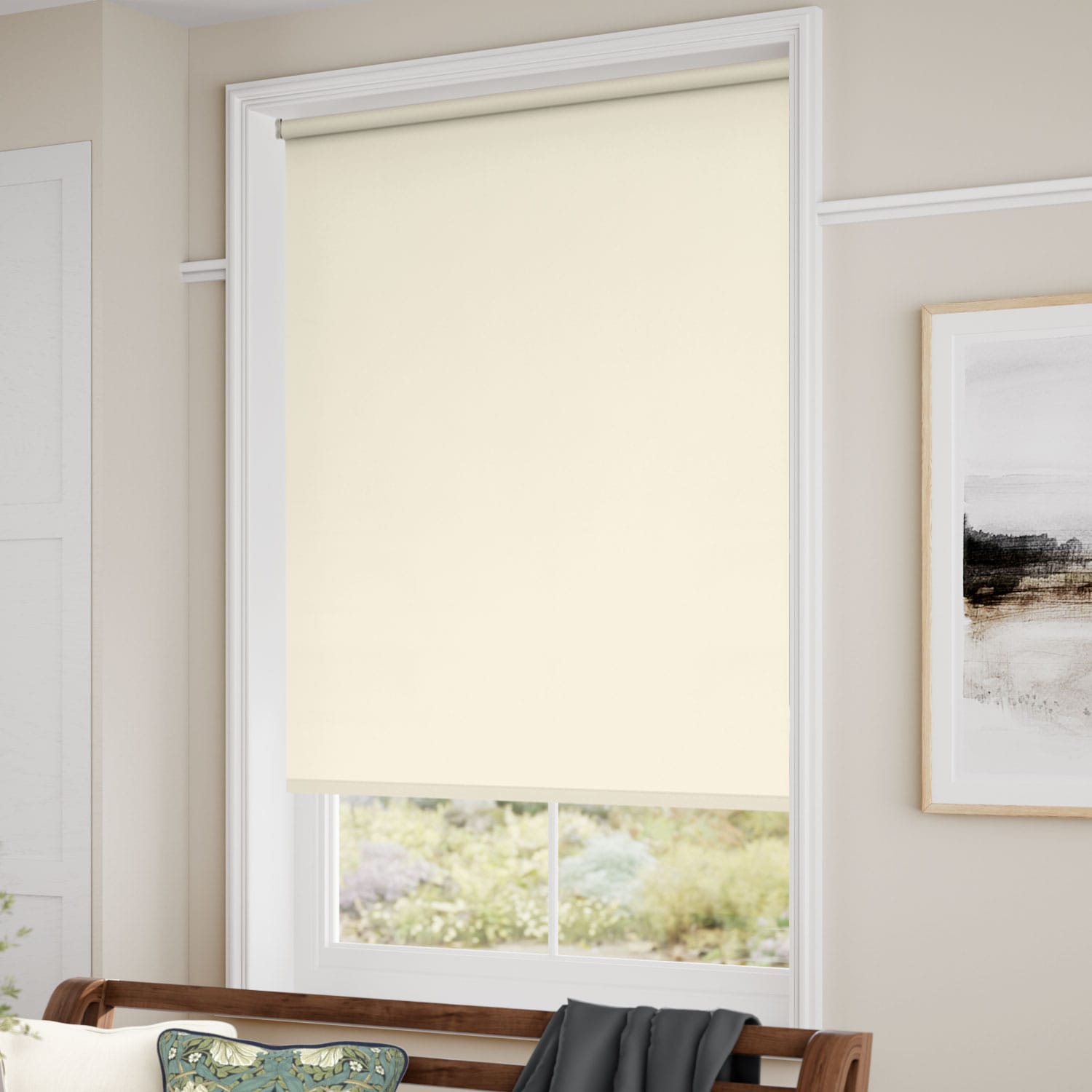 Sevilla Blackout Cottage Cream Roller Blind | Blinds 2go