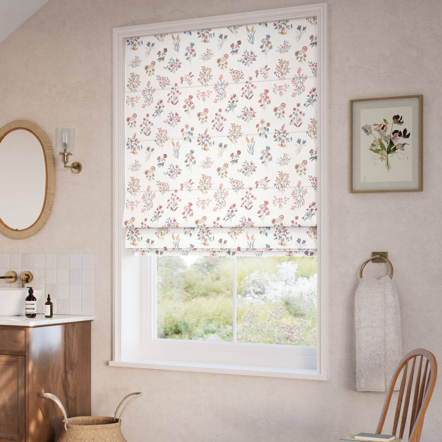 Shepherdly Meadow Ivory Roman Blind