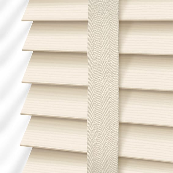 Soft Cream & Cream Faux Wood Blind - 50mm Slat