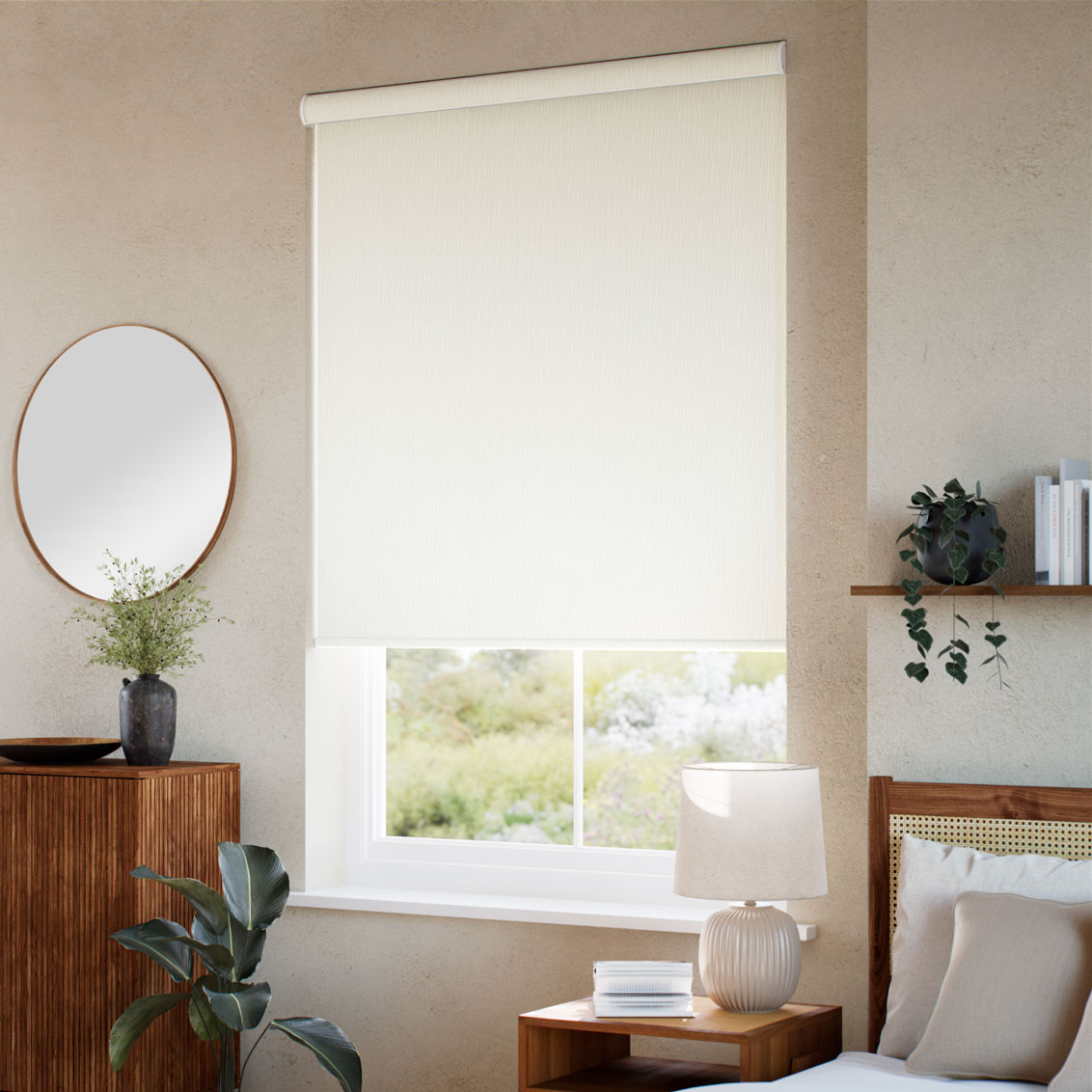 Soft Raise Static Blackout Ivory Roller Blind