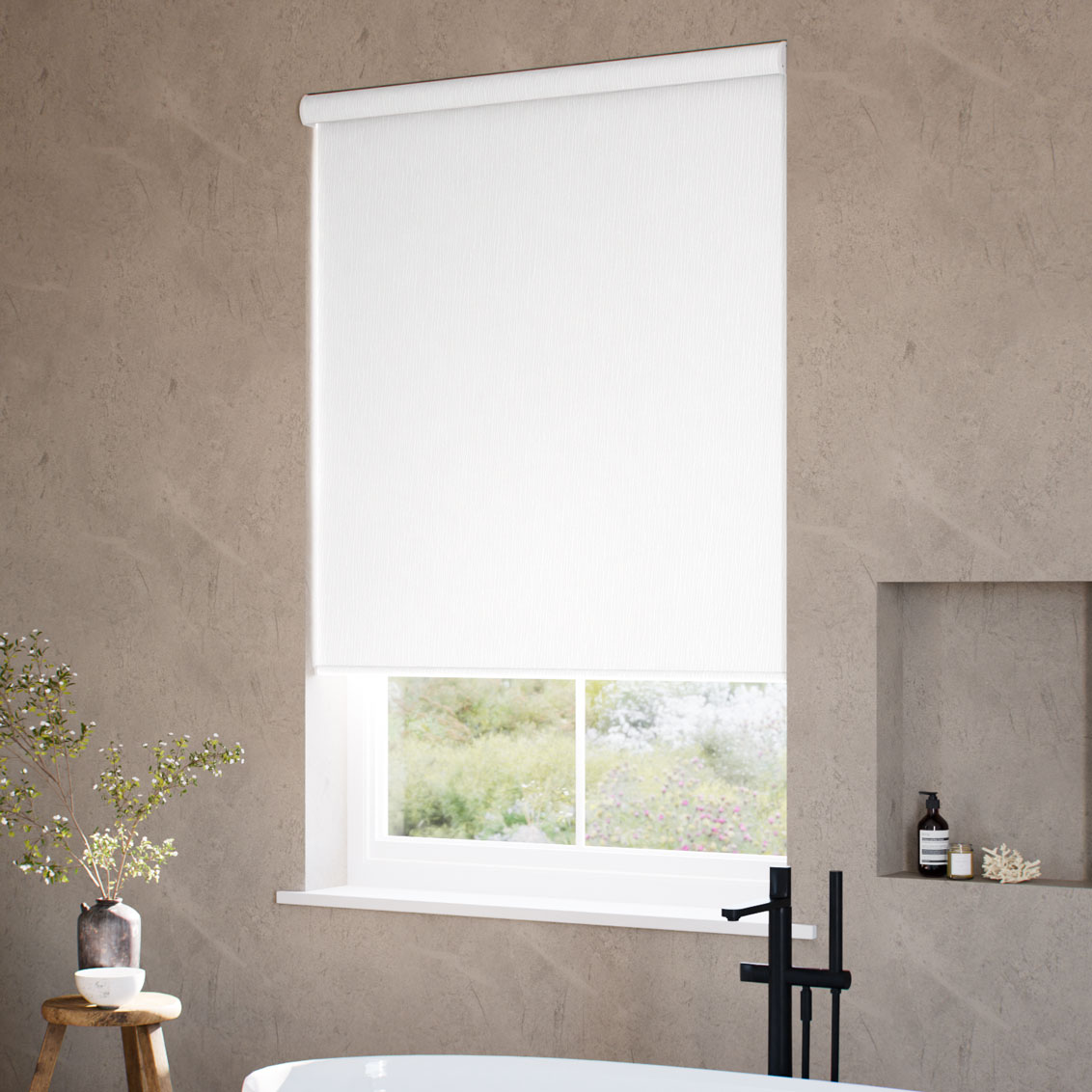 Soft Raise Static Blackout White Roller Blind