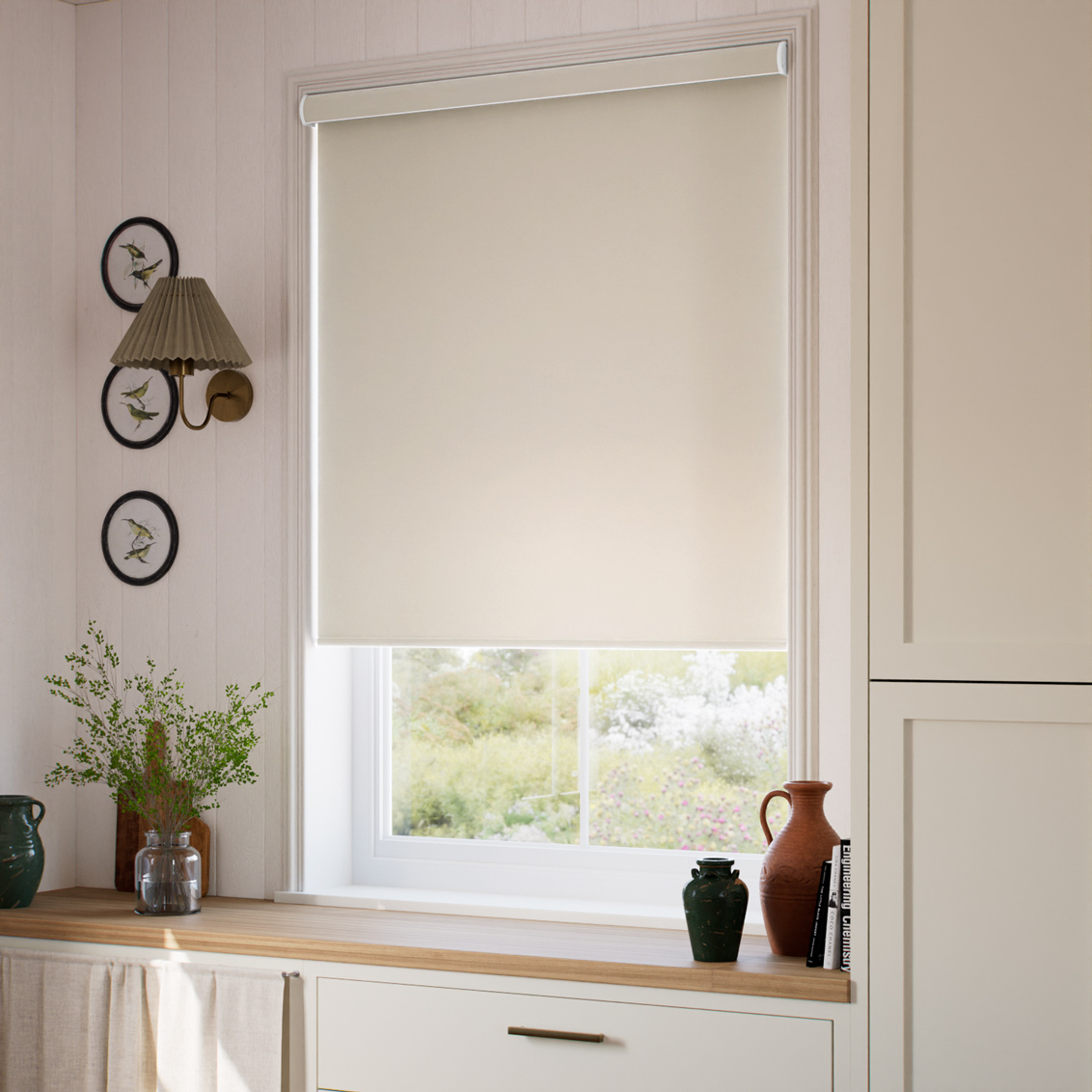 Soft Raise Titan Blackout Bone White Roller Blind