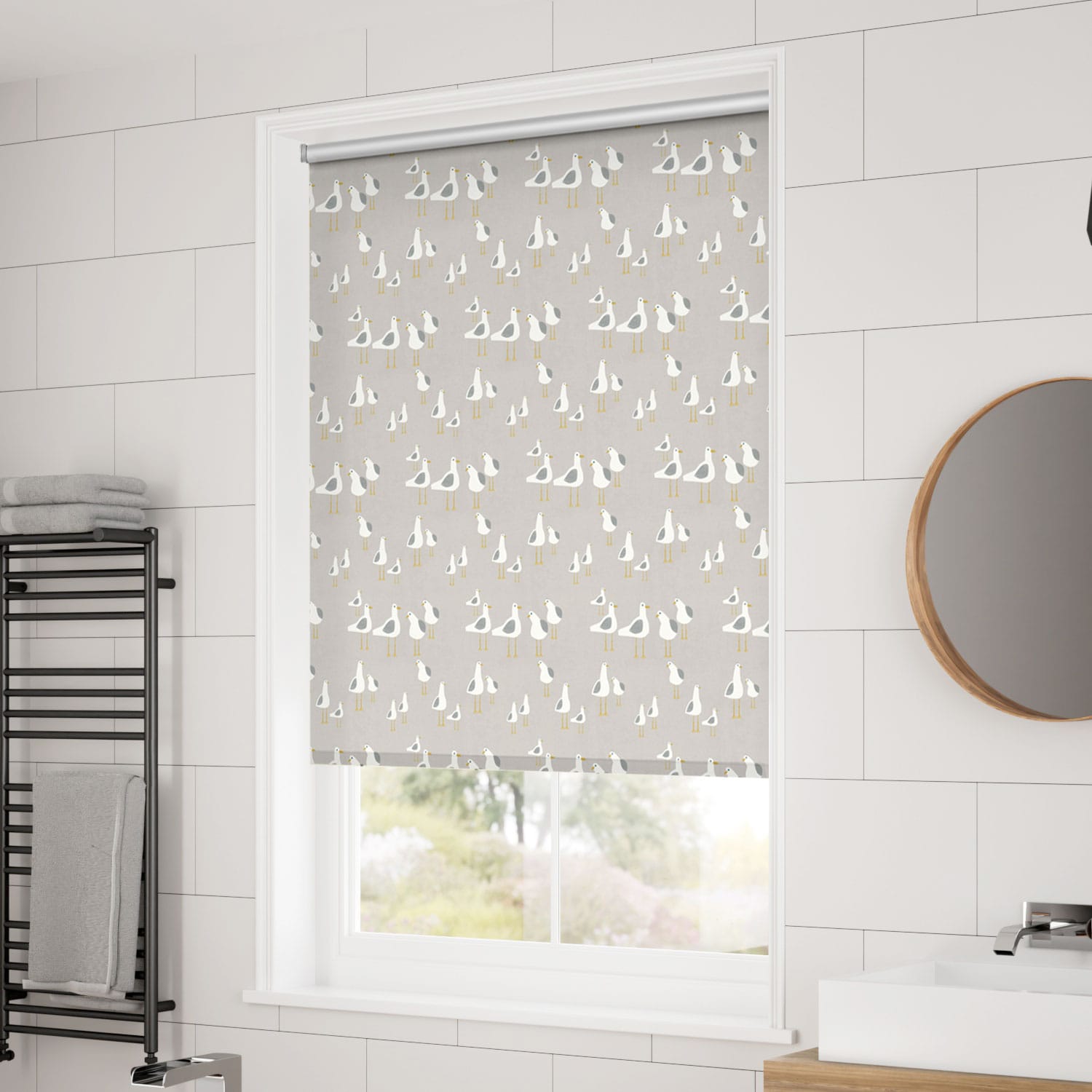Splash Blackout Gulls Pebble Roller Blind