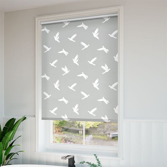 Splash Blackout Paper Doves Silver Roller Blind