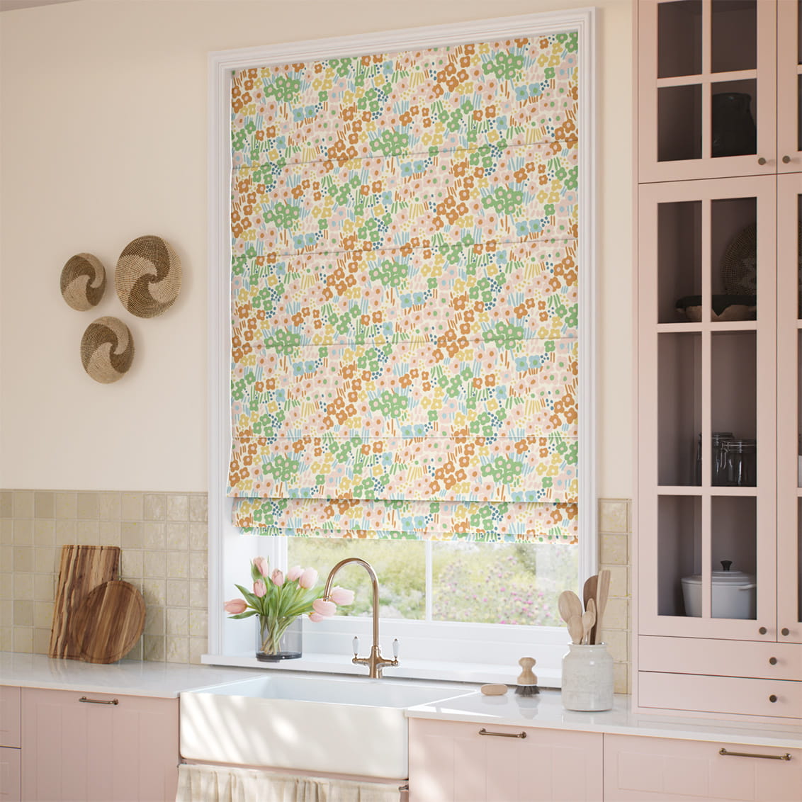 Spring Meadow Tangerine Roman Blind