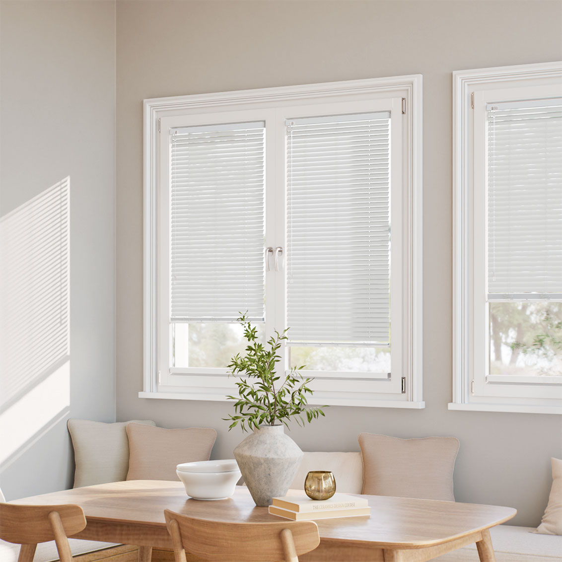 Stick On Essence Silver Grey L-Shaped Venetian Blind - 25mm Slat