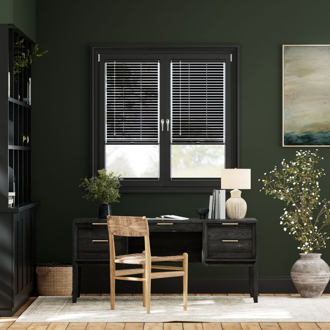 Stick On Dark Storm Wooden Blind - 25mm Slat