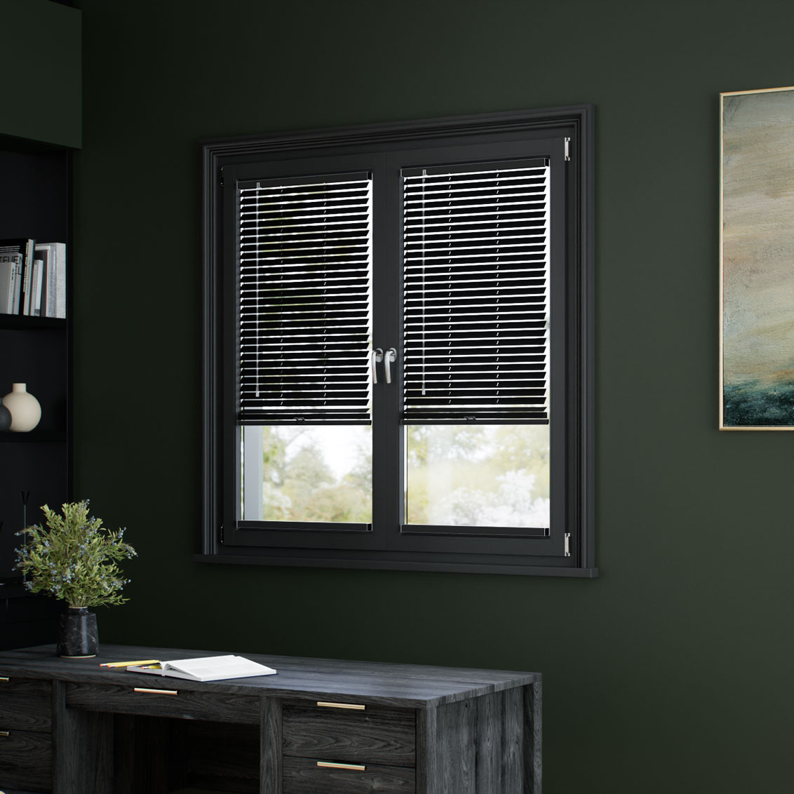 Stick On Dark Storm Wooden Blind - 25mm Slat