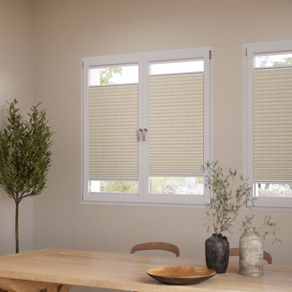 Stick On DuoShade Grain Parchment Thermal Blind