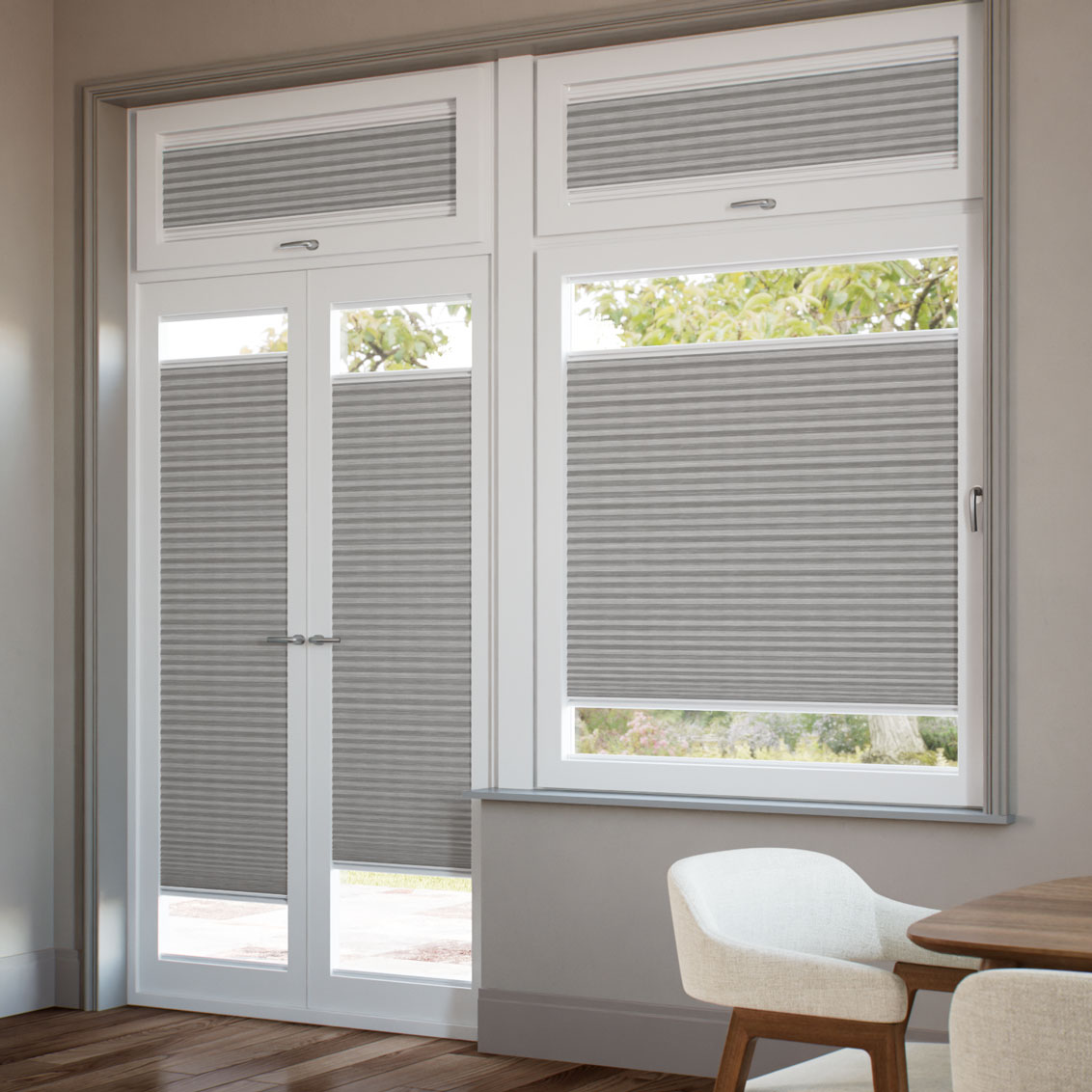 Stick On DuoShade Grain Urban Grey Thermal Blind
