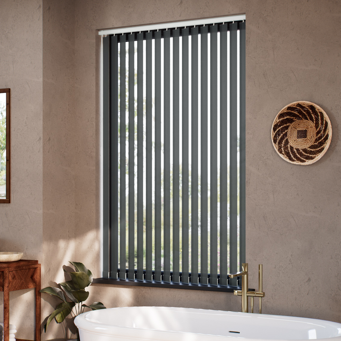 Stick On Valencia Iron Grey Vertical Blind