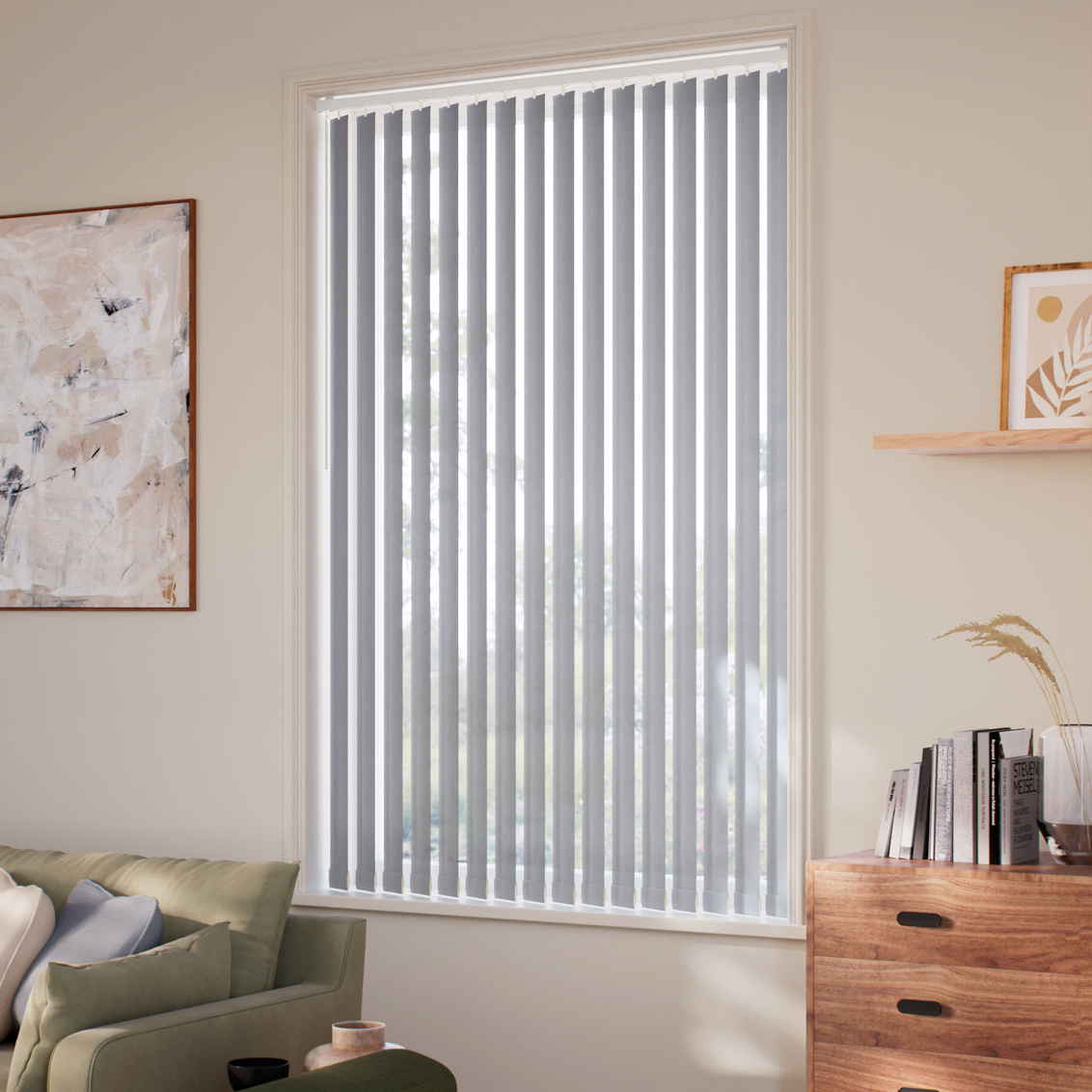 Stick On Valencia Seaside Grey Vertical Blind