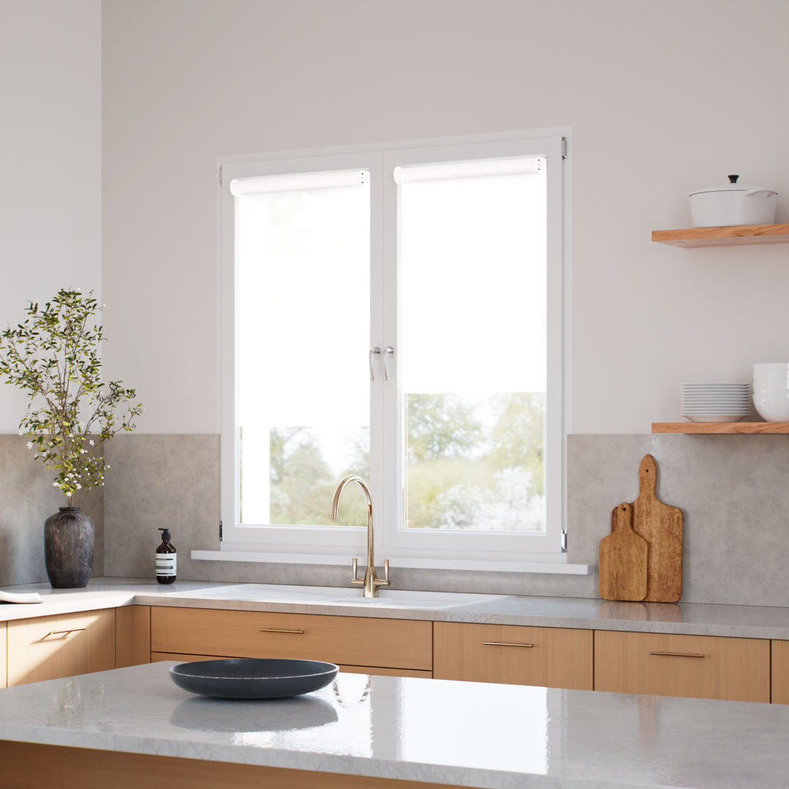 Stick On Valencia White Roller Blind