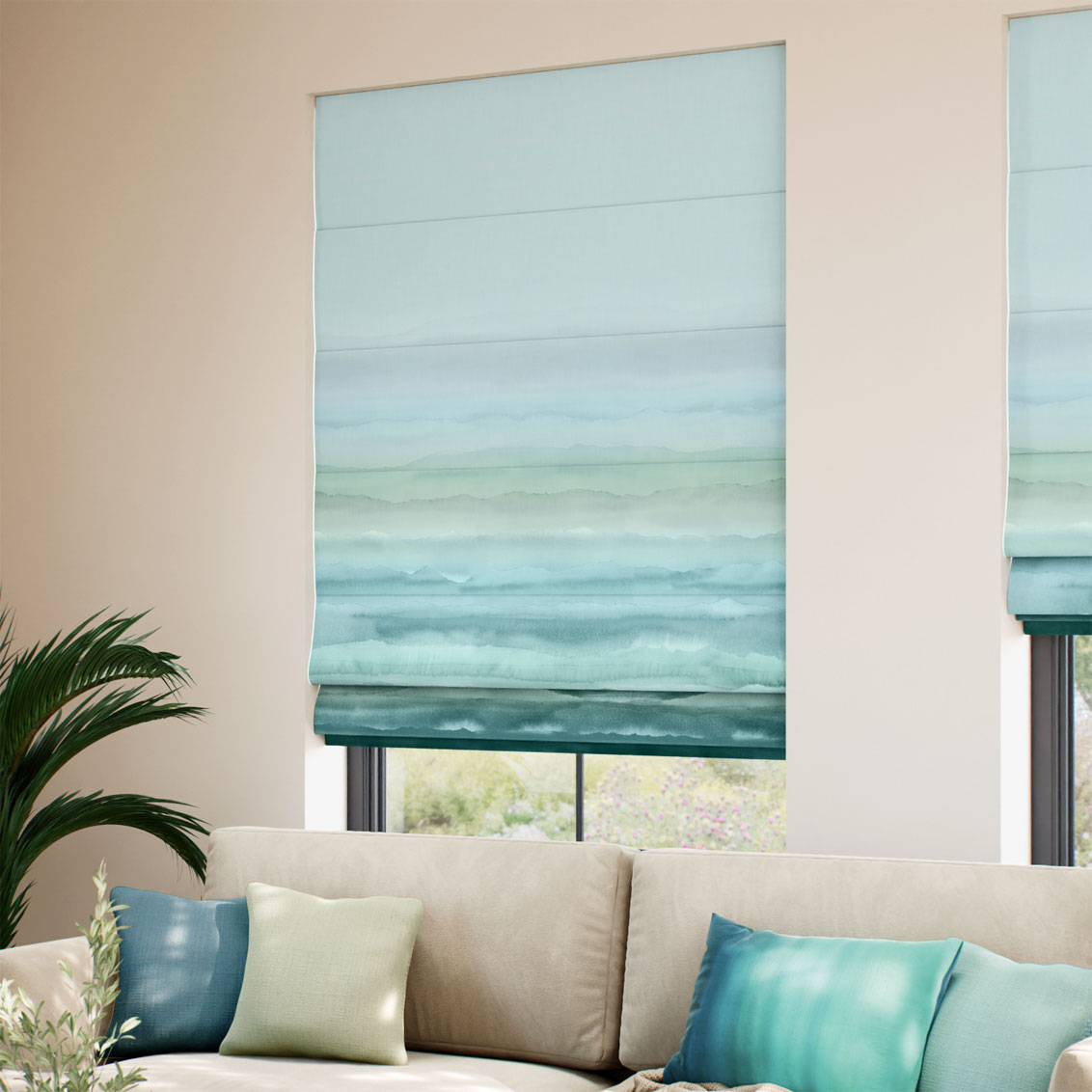 Strata Stripe Ocean Roman Blind