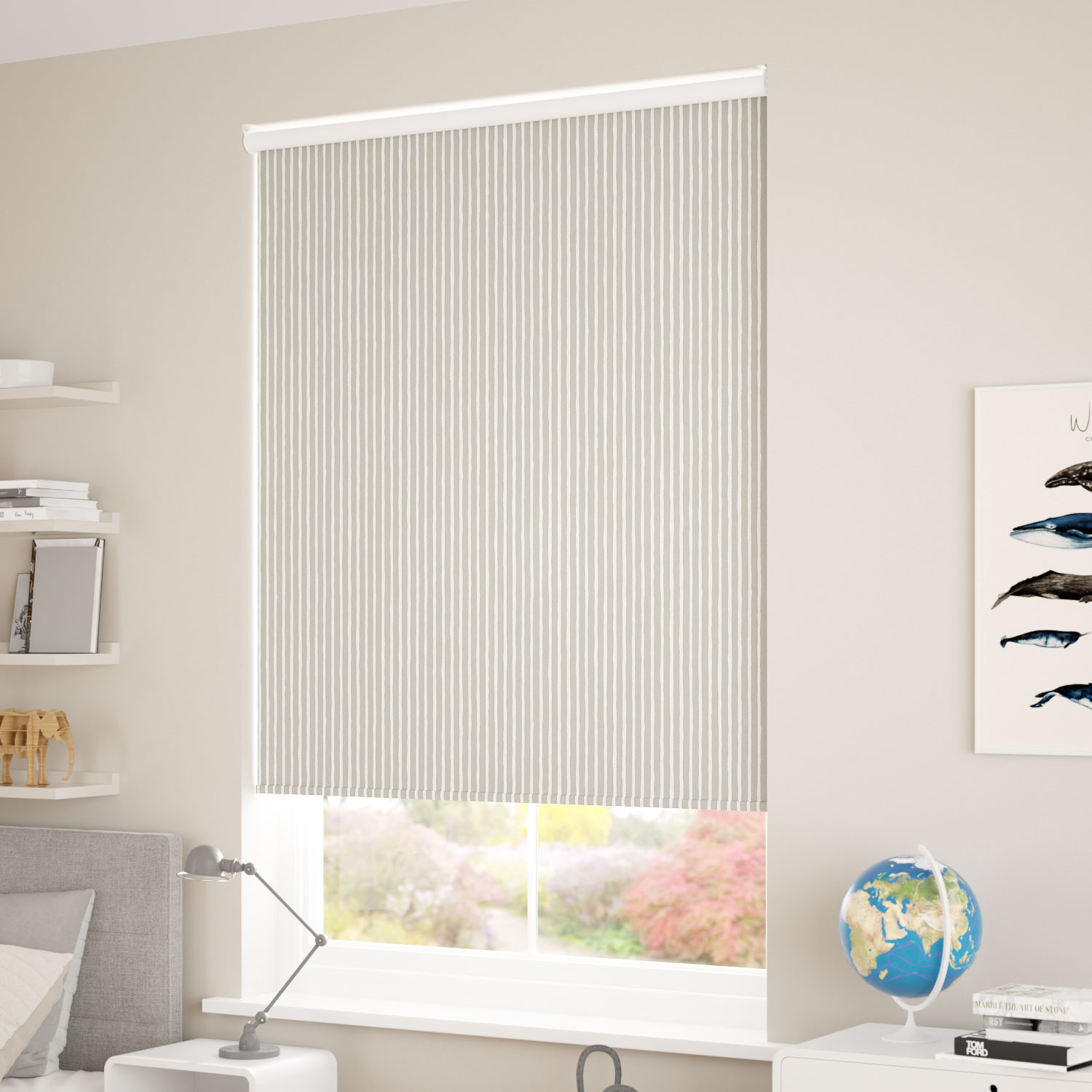 Suki Stripe Dove Roller Blind