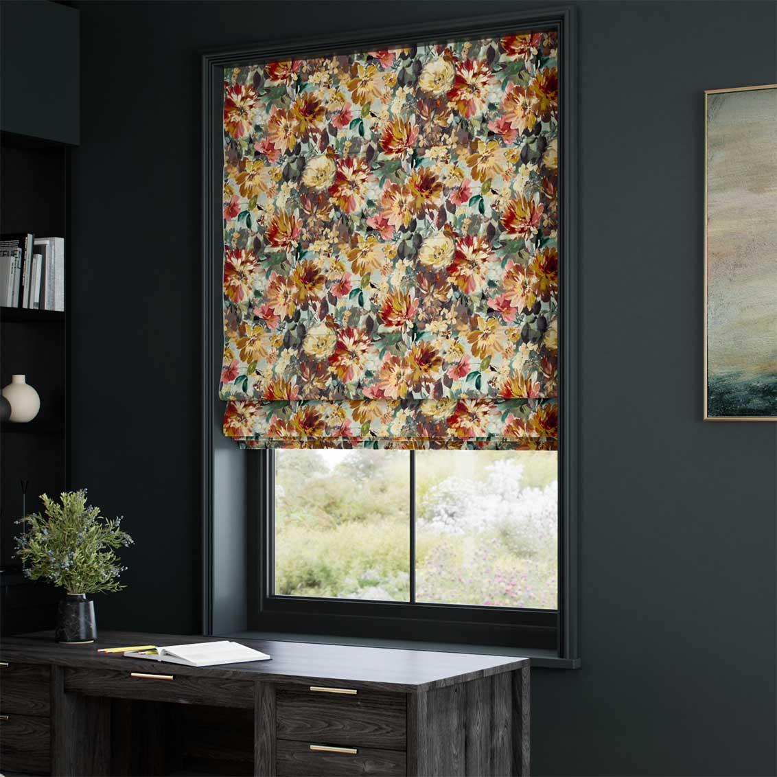 Tahiti Duckegg Sunflower Roman Blind