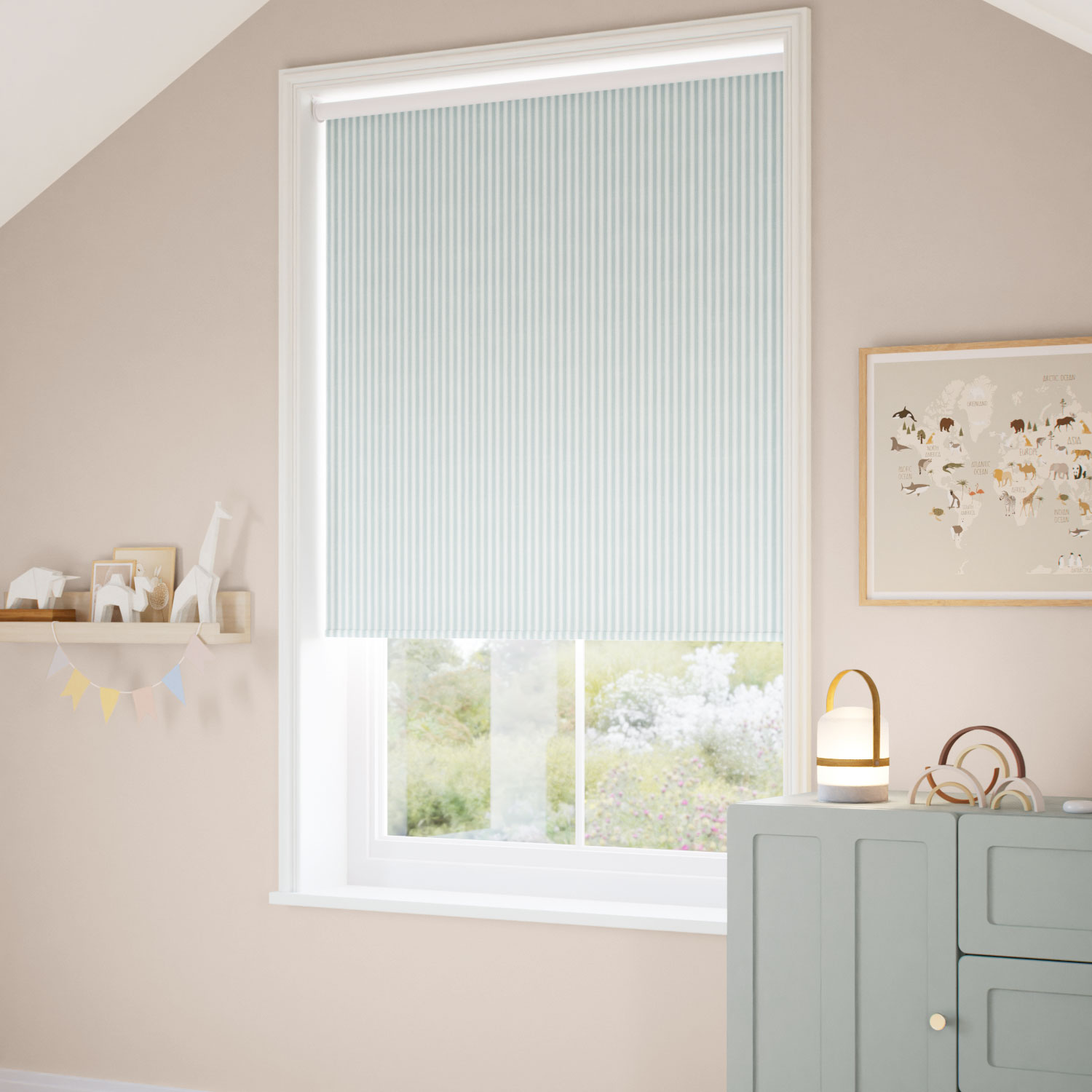 Tiger Stripe Blue Eggshell Roller Blind